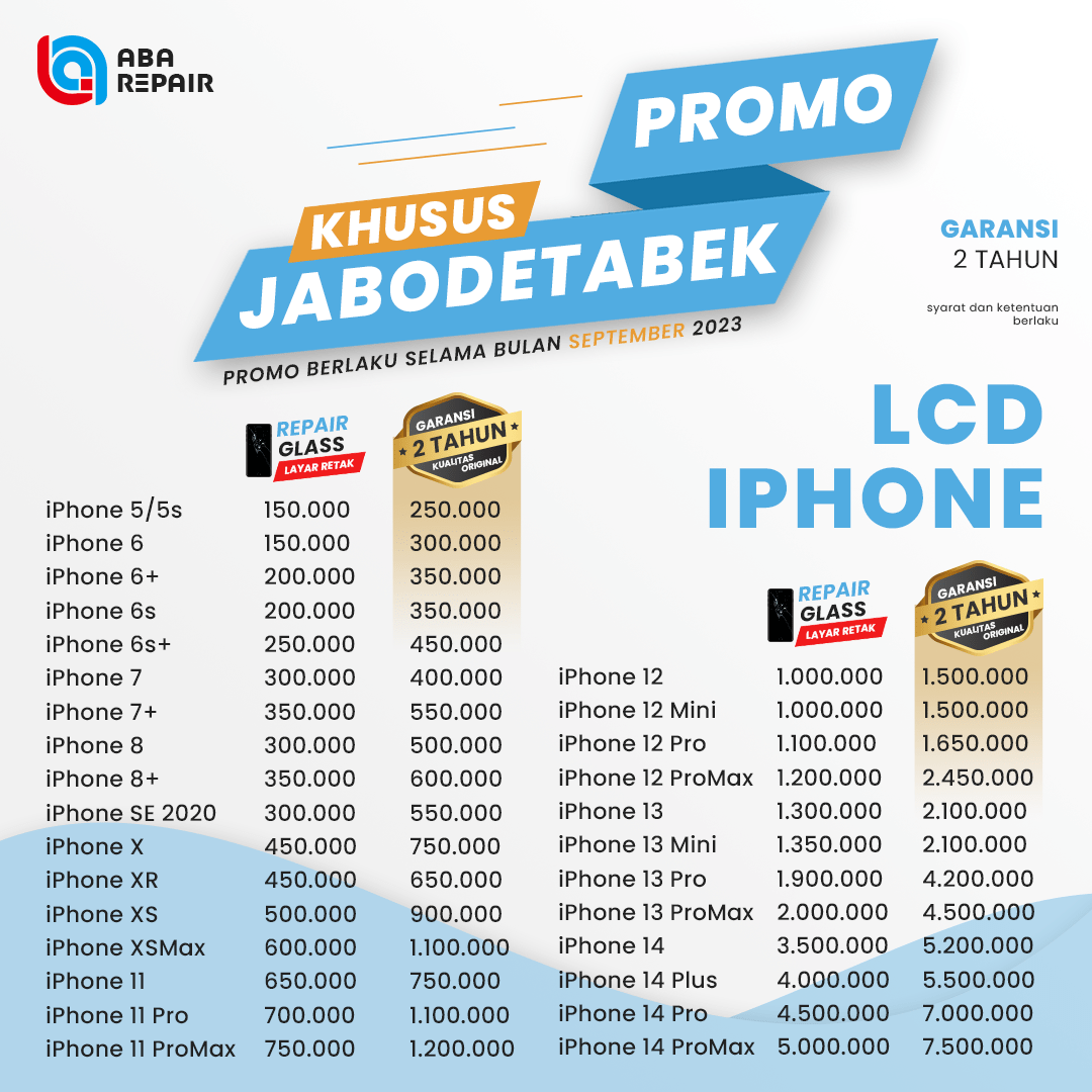 Harga Servis Ganti LCD iPhone Semua Tipe Lengkap dan Detil